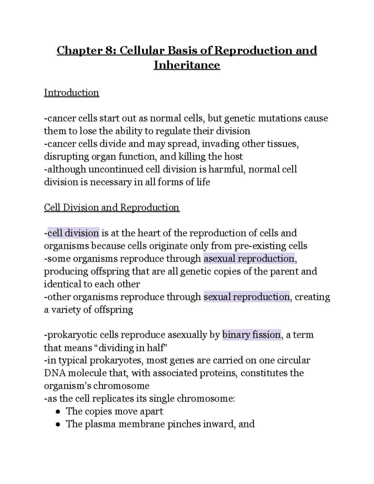 Chapter 8 Cellular Basis Of Reproduction And Inheritance Chapter 8