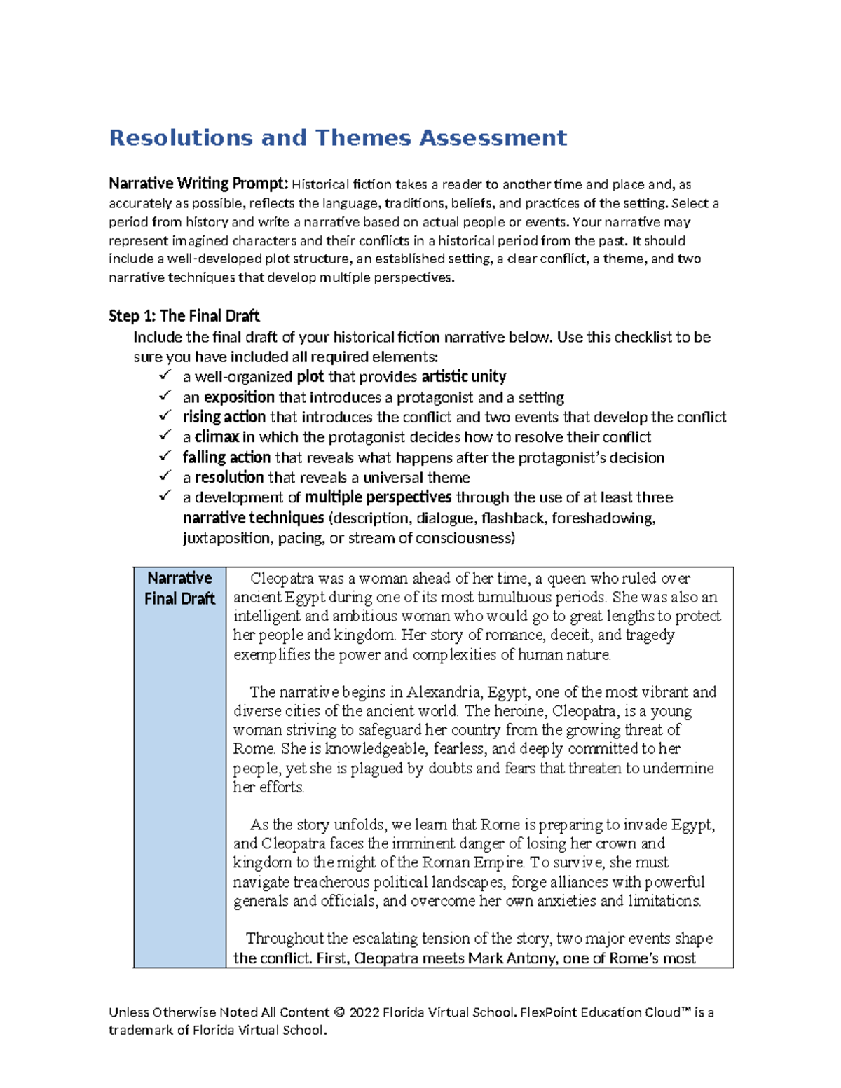Resolutions and themes assess rubric - Resolutions and Themes ...