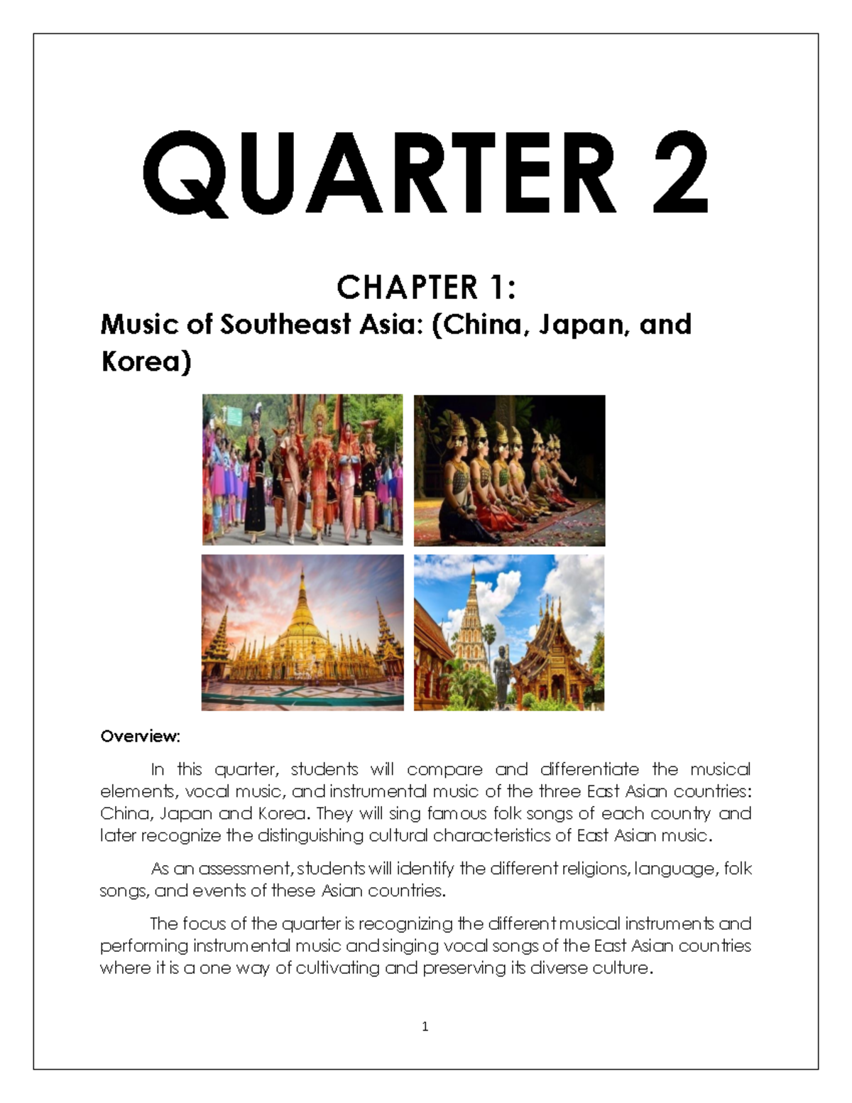 Grade 8 2nd Quarter Module - QUARTER 2 CHAPTER 1: Music of Southeast ...