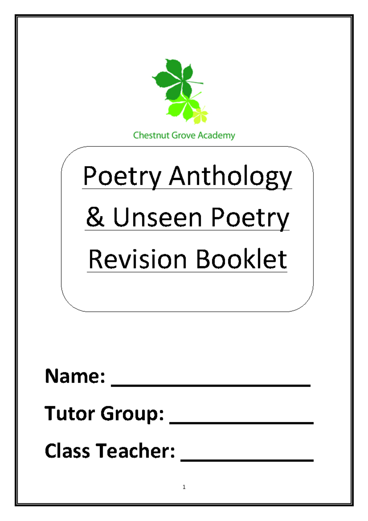 Poetry-Revision-Guide - Year 9 – End of Key Stage 3 English Assessment ...