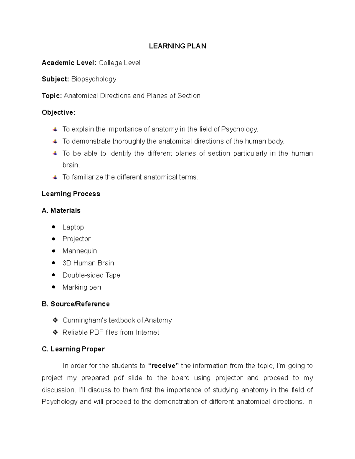 Learning PLAN - BS Psychology - Studocu