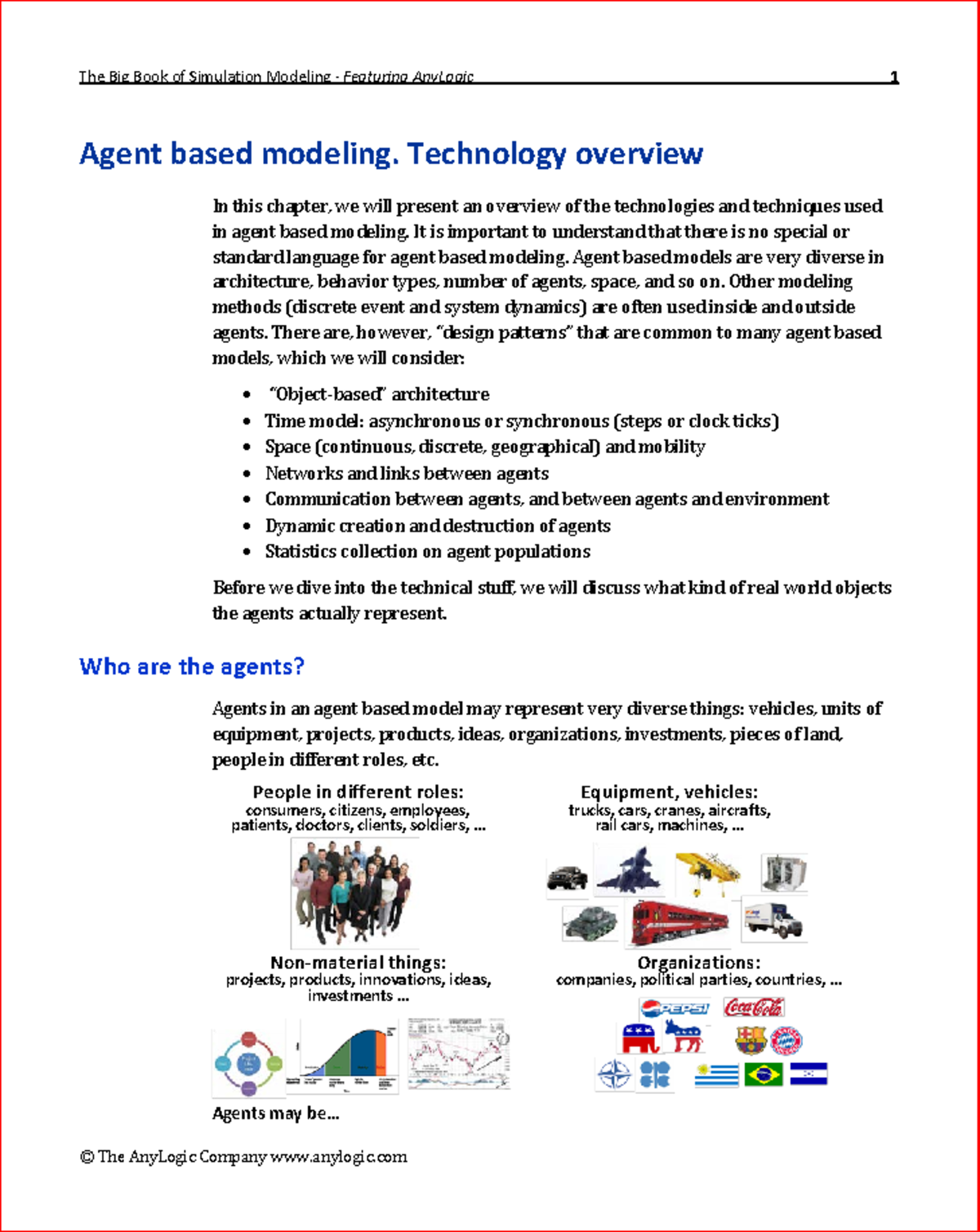 Agent base modeling - Technology overview In this chapter, we will ...