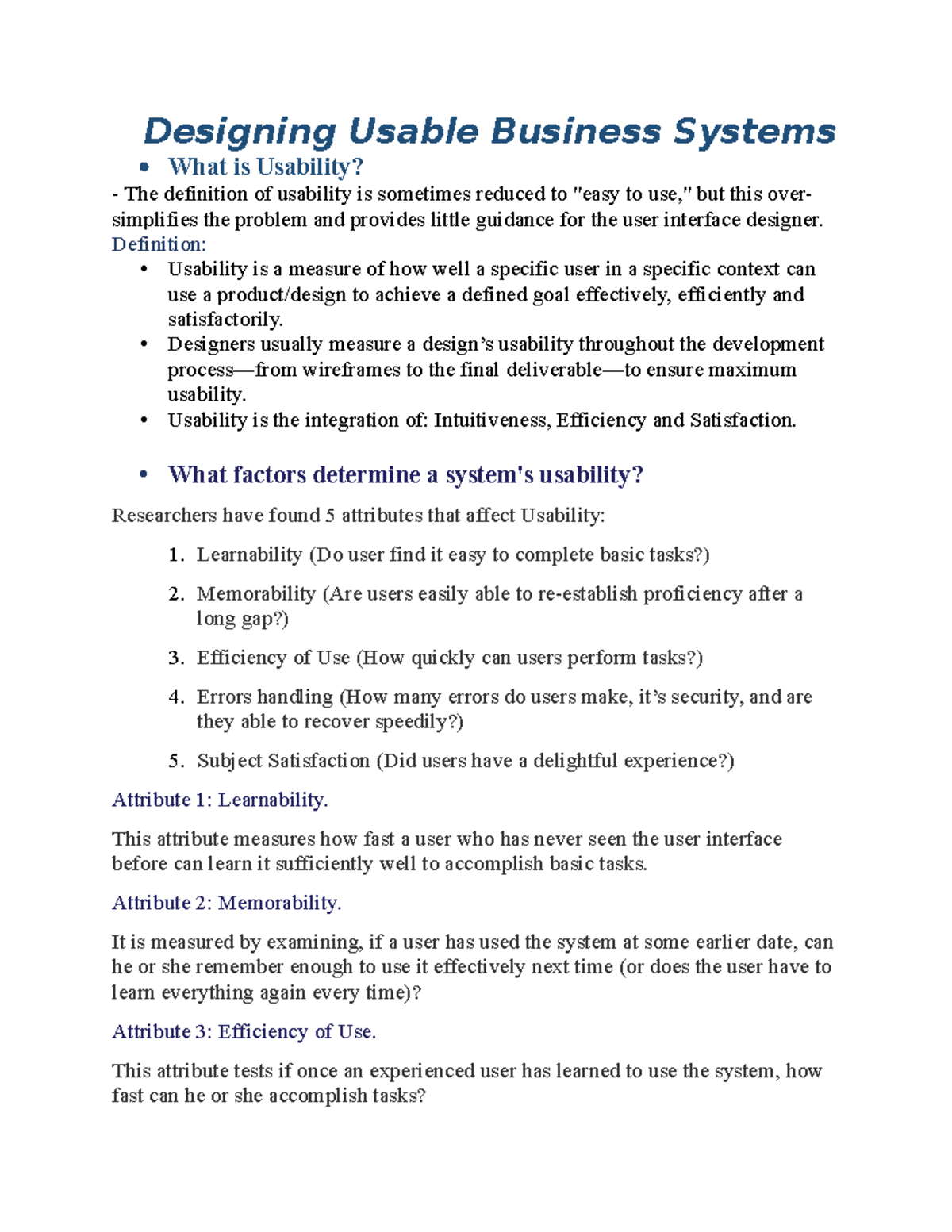 BIS ASM2 Prepare - Designing Usable Business Systems What is Usability ...