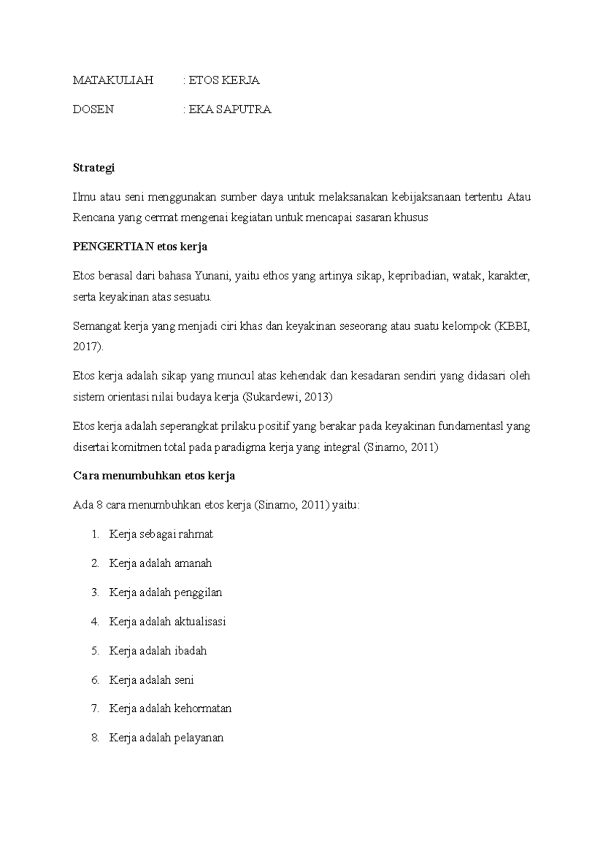 Teori Dasar ETOS Kerja - MATAKULIAH : ETOS KERJA DOSEN : EKA SAPUTRA ...