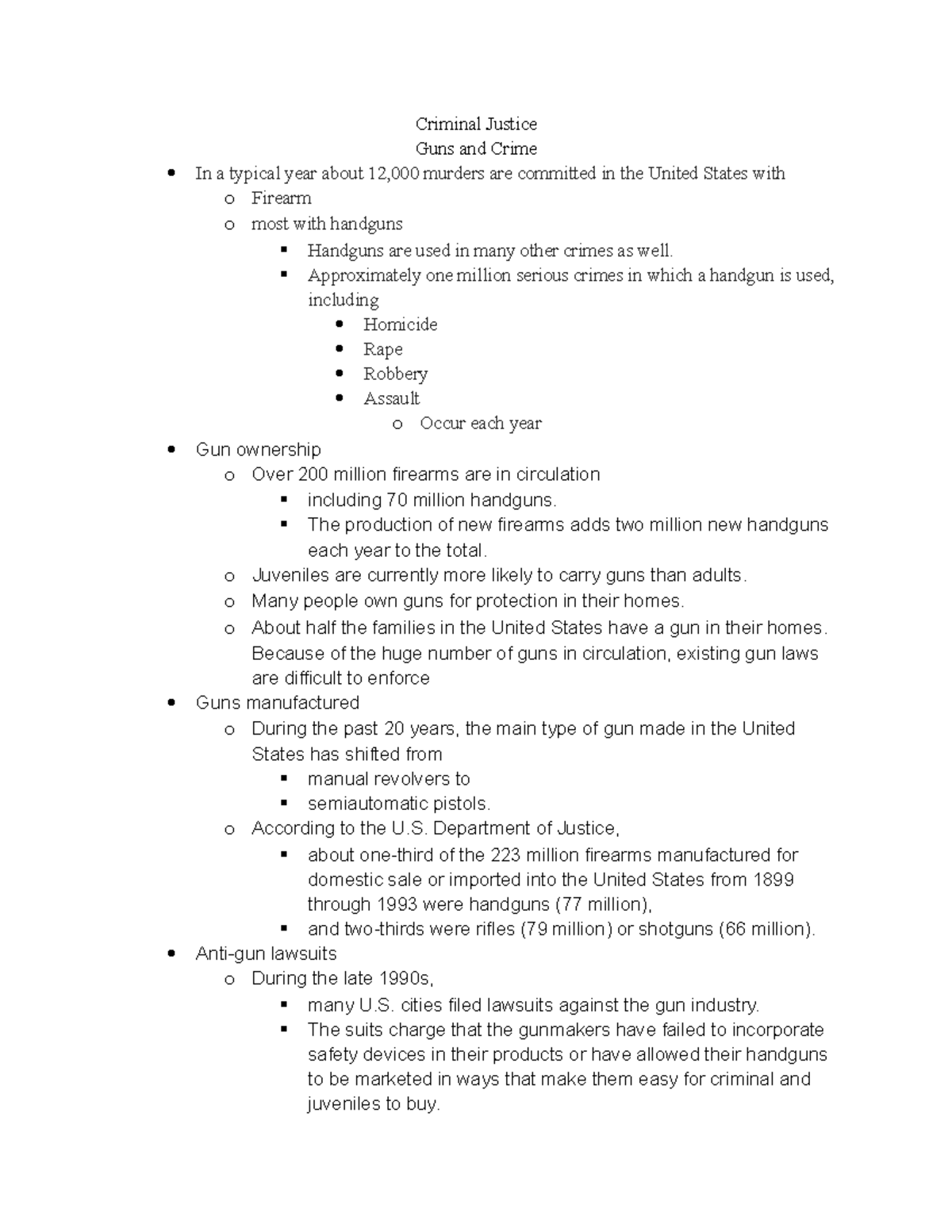 Guns and Crime - criminology lecture nites - Criminal Justice Guns and ...