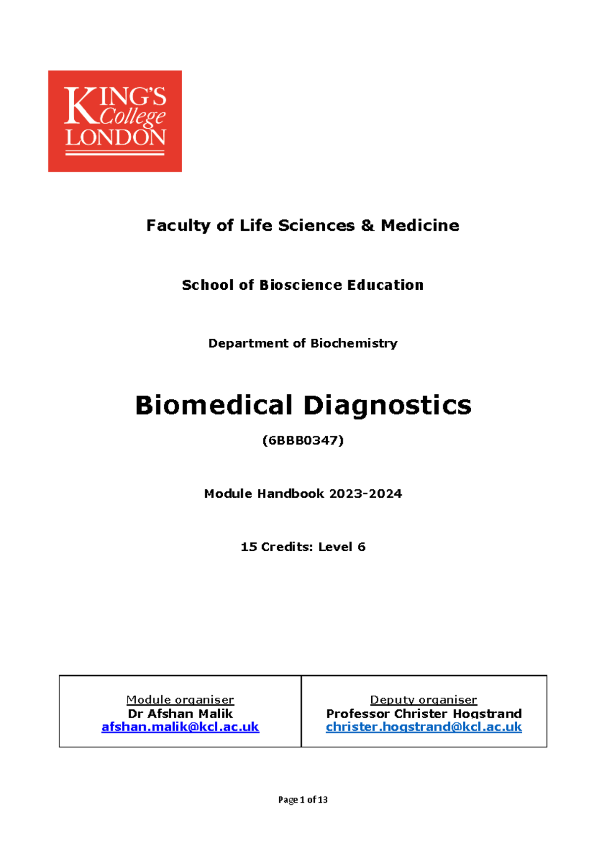 6BBB0347 Module Handbook 2024 - Faculty of Life Sciences & Medicine ...