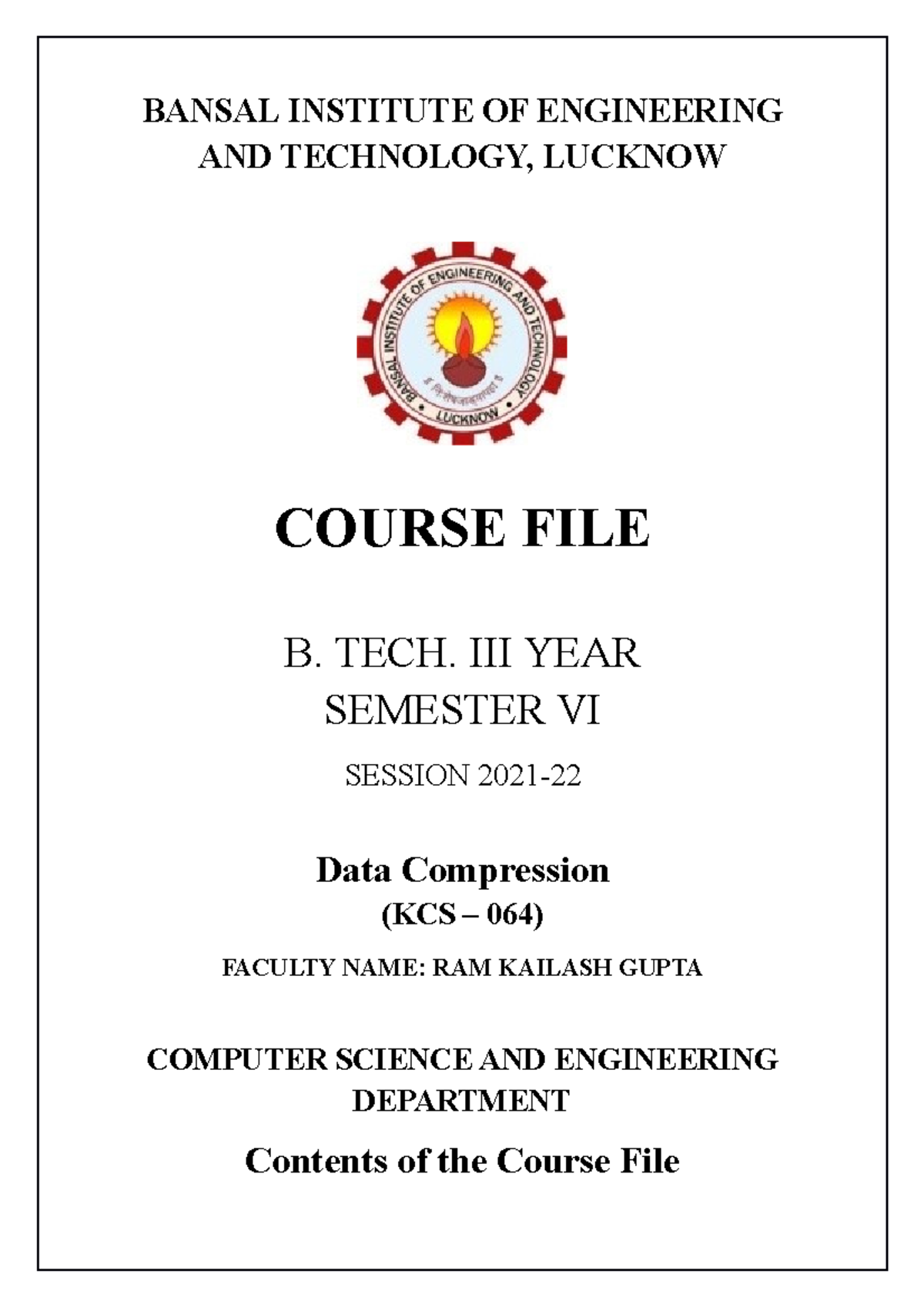 Course File - CSE - DC EVEN SEM 21-22 - BANSAL INSTITUTE OF ENGINEERING ...