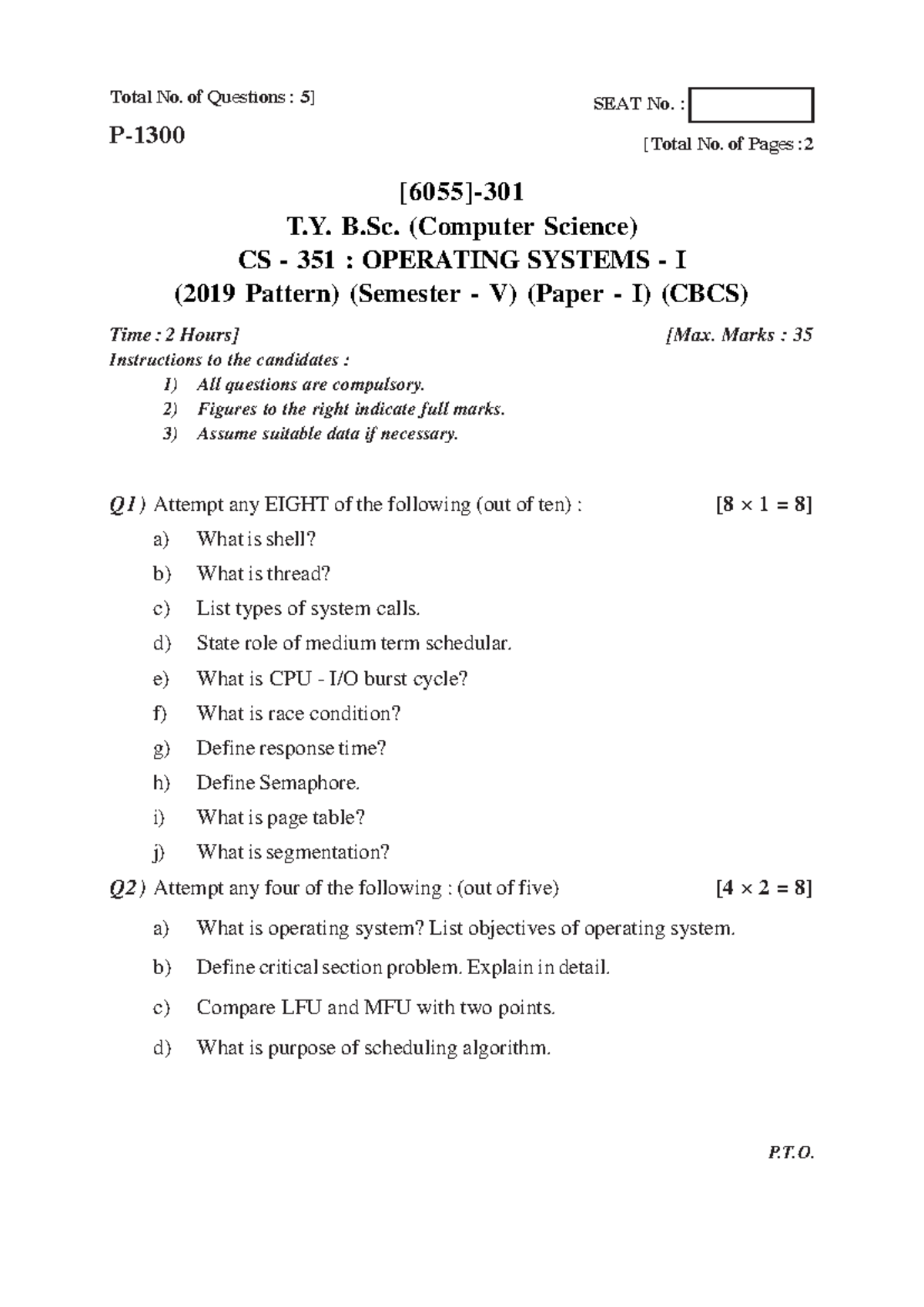 April 2023 sem5 - This is previous yera question paper - Total No. of Questions : 5] [Total No ...