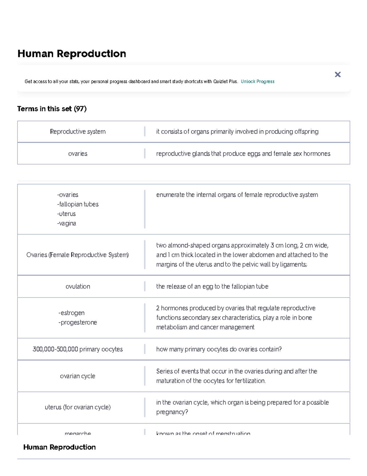 Human Reproduction Flashcards - Studocu