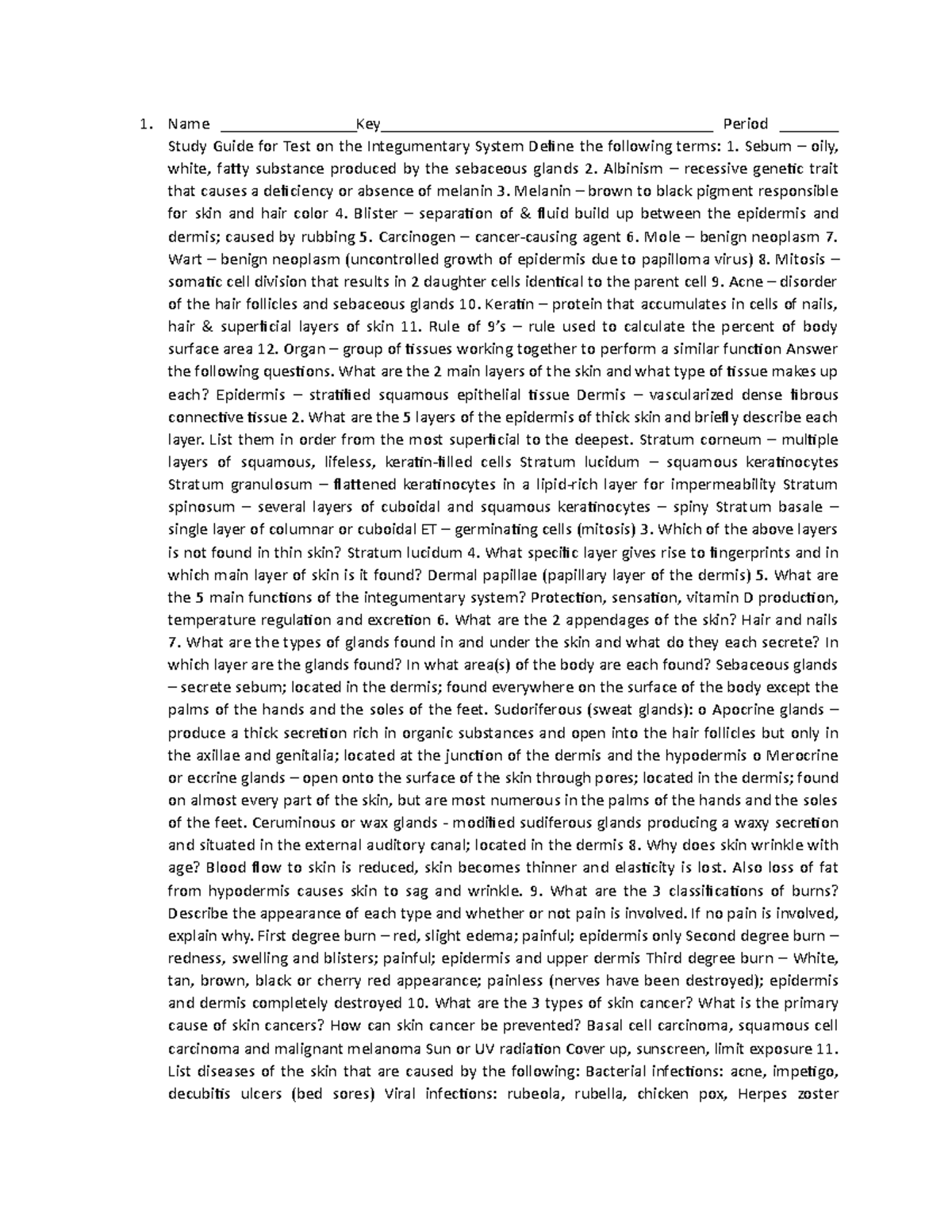 Integ system practice test - 1. Name Period Study Guide for Test on the ...