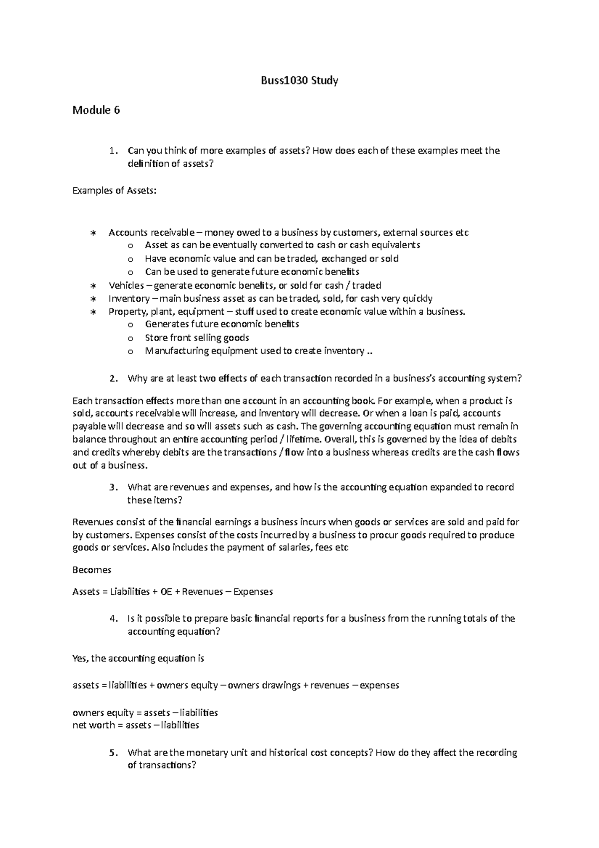 Buss1030 Final Study - Buss1030 Study Module 6 Can you think of more ...