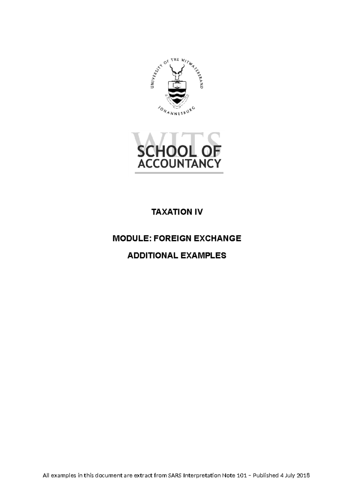Forex additional examples - TAXATION IV MODULE: FOREIGN EXCHANGE ...