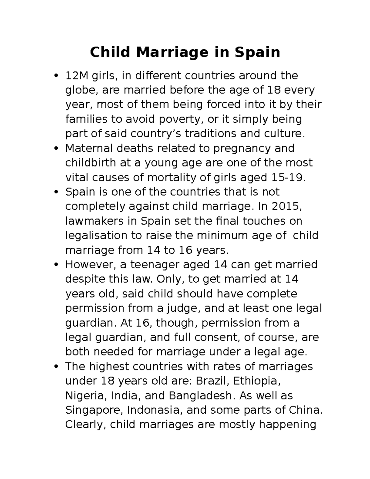 Child Marriage in Spain-Asriyya MUN - Child Marriage in Spain 12M girls ...