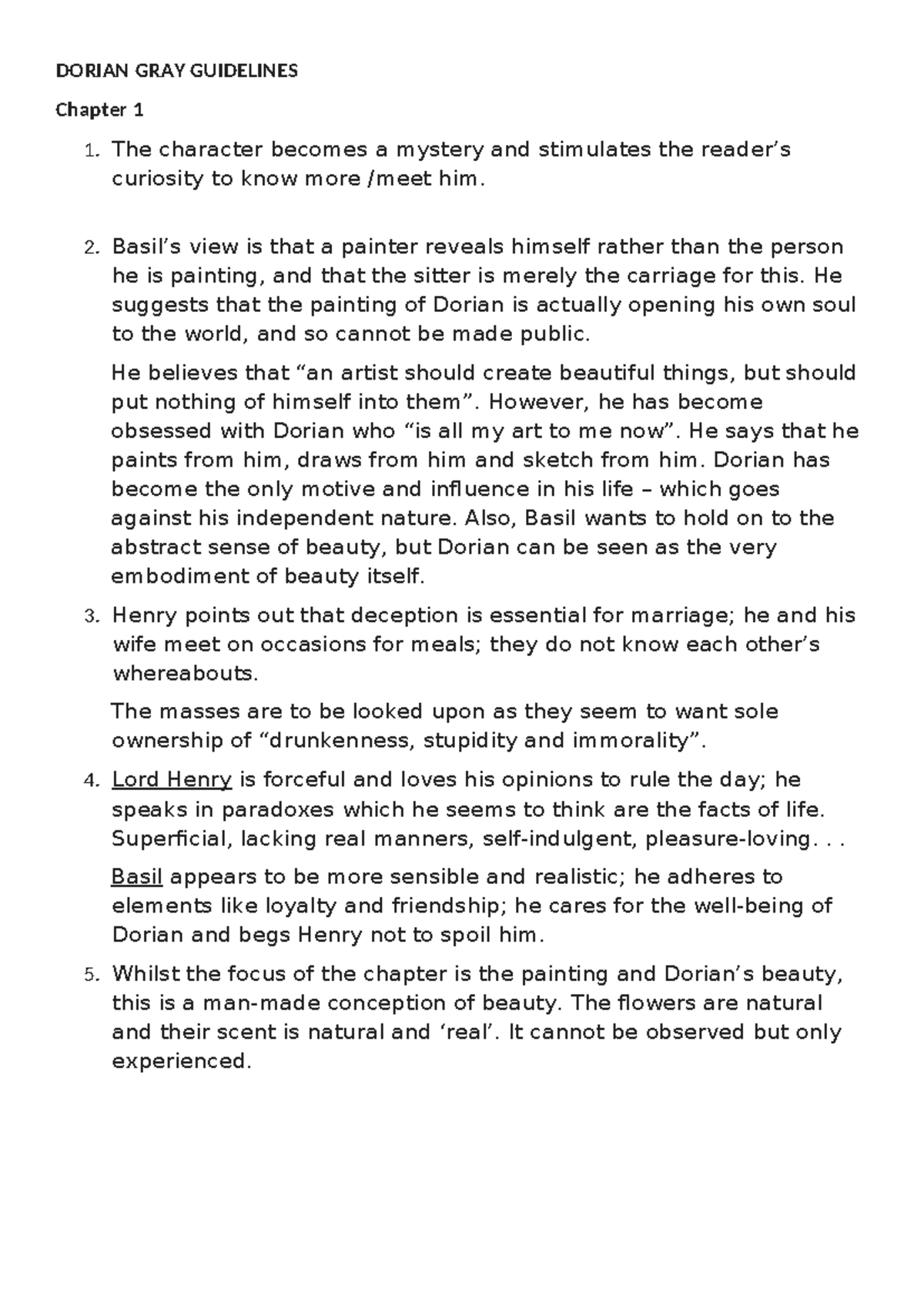 Dorian GRAY Guidelines Chapter 1 - DORIAN GRAY GUIDELINES Chapter 1 1 ...