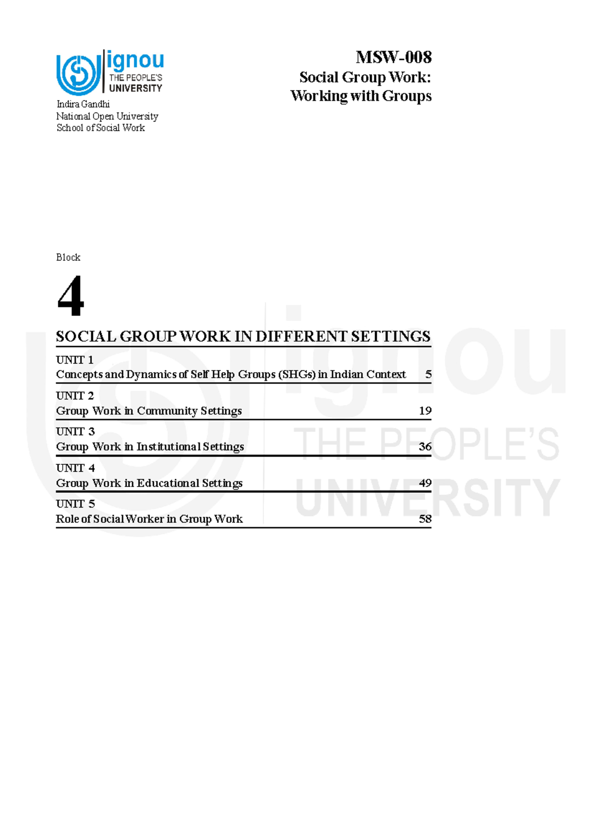 Block 4 - Notes about social work - SOCIAL GROUP WORK IN DIFFERENT ...