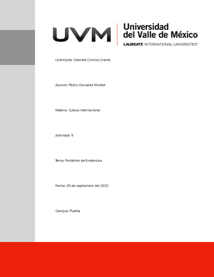 Actividad numero 5 - U N I V E R S I D A D D E L V A L L E D E M É X I C O D E S A R R O L L O E ...
