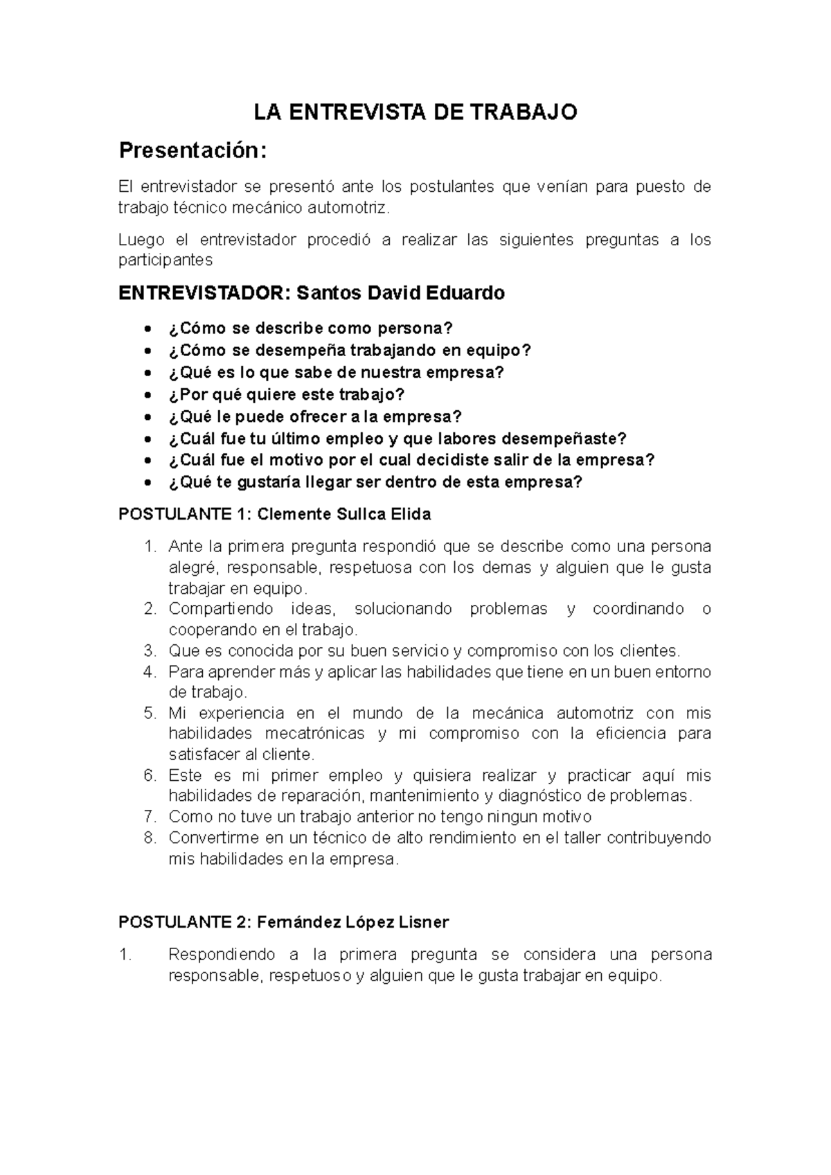 LA Entrevista DE Trabajo Grupo 2 - LA ENTREVISTA DE TRABAJO ...