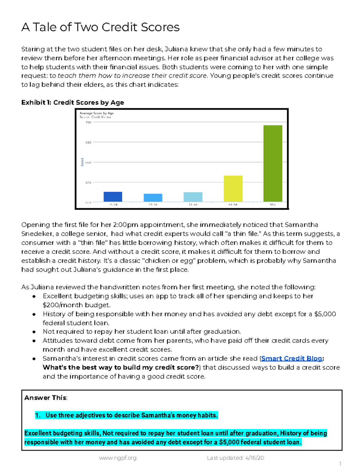 Raleigh Battle - CASE Study A Tale of Two Credit Scores - Google Docs ...