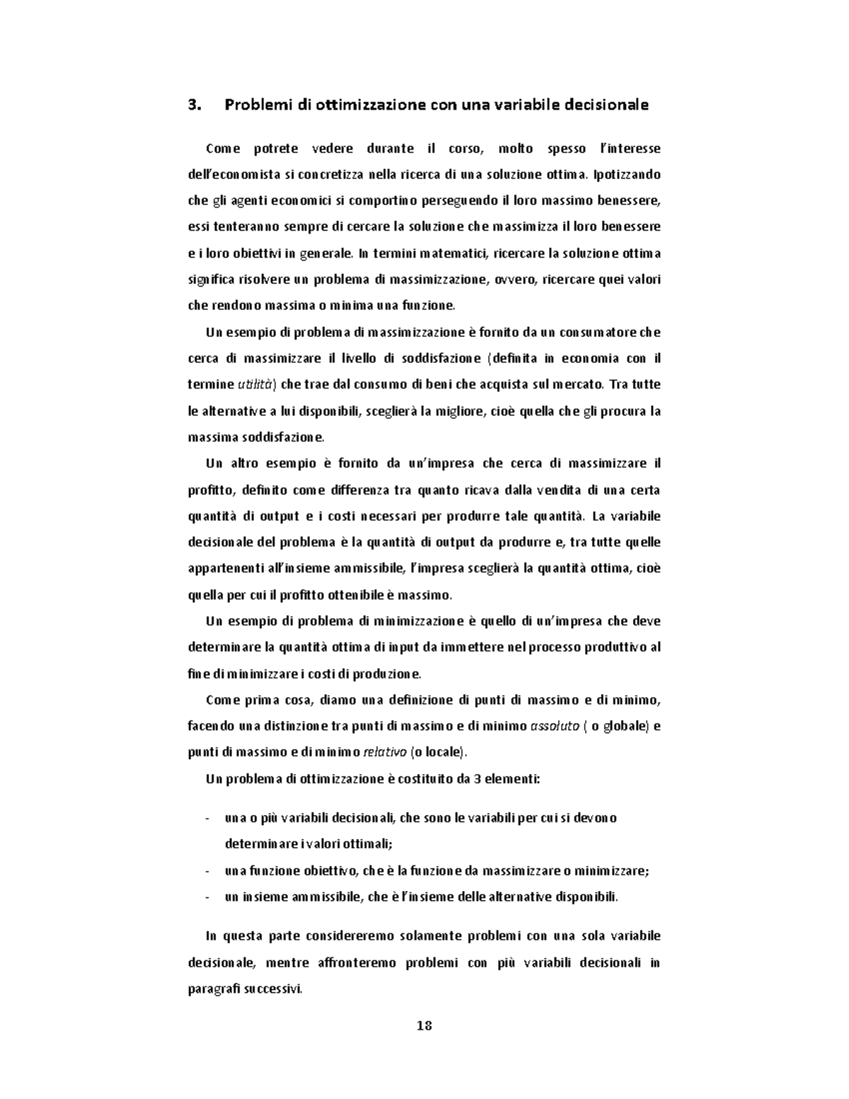 Derivate Ottimizzazione - 3. Problemi di ottimizzazione con una variabile decisionale Come ...