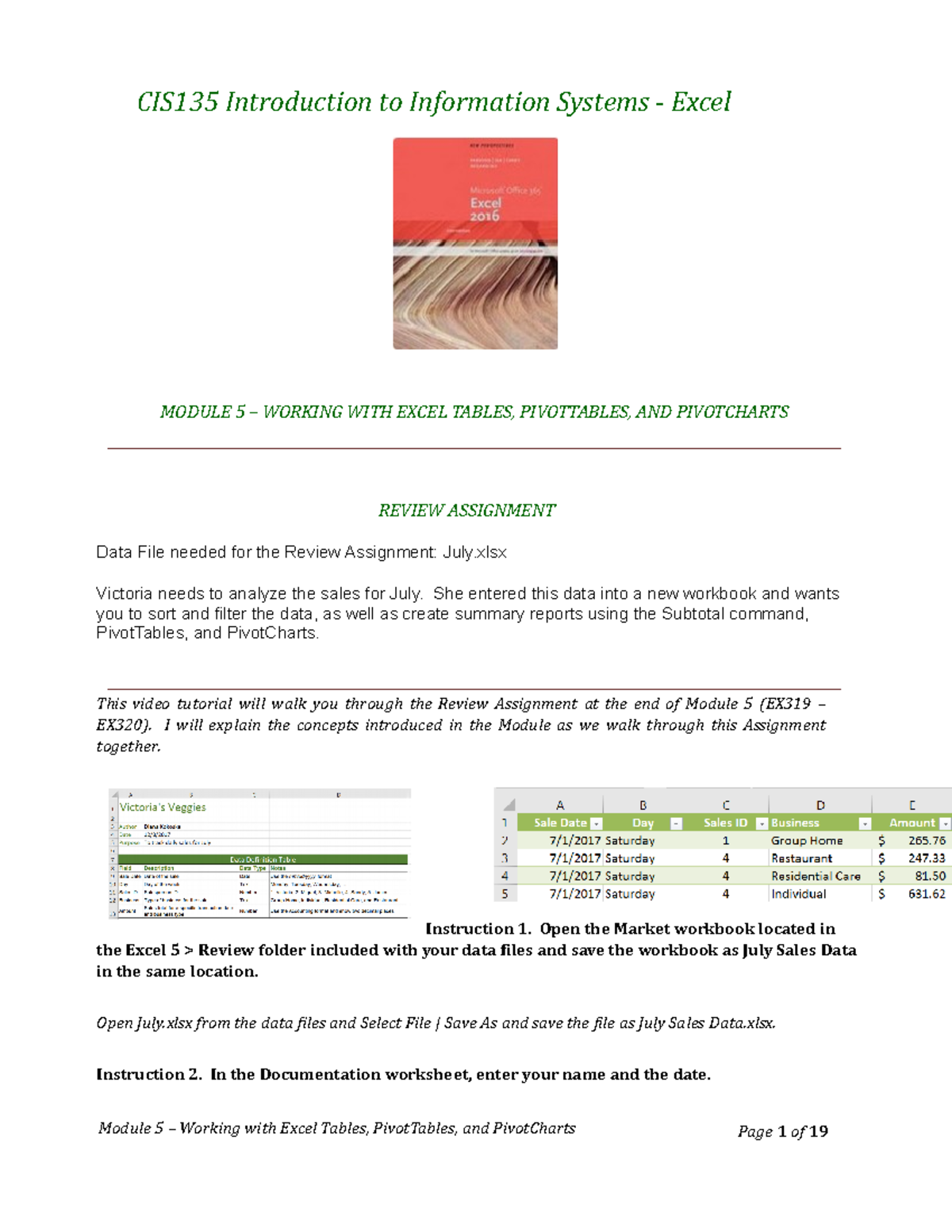 CIS135 Excel Module 5 Review Assignment - Studocu