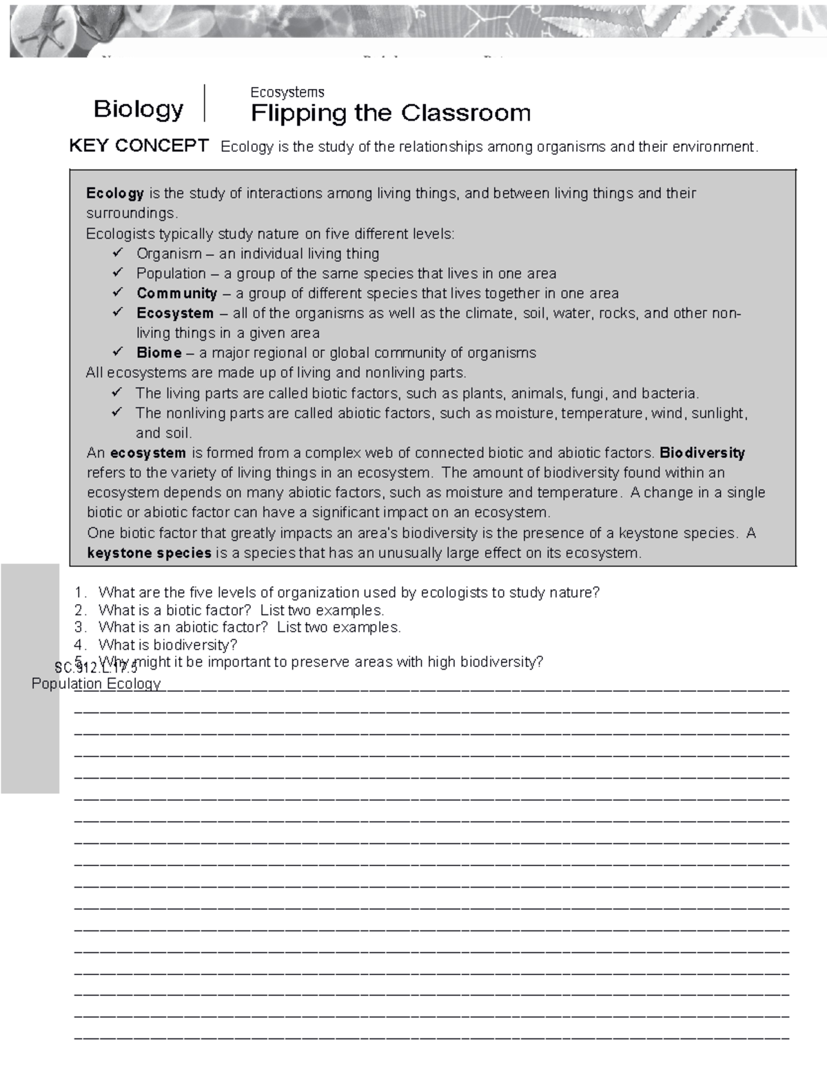 Flipping+the+Classroom+-+Ecosystems - Biology Ecosystems Flipping the ...