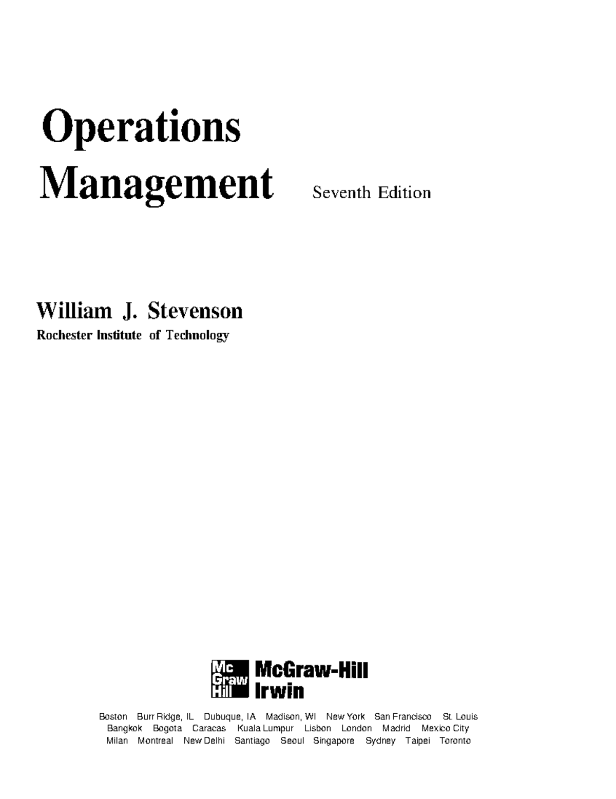 Operations Management BY William J - O p e r a t i o n s M a n a g e m ...
