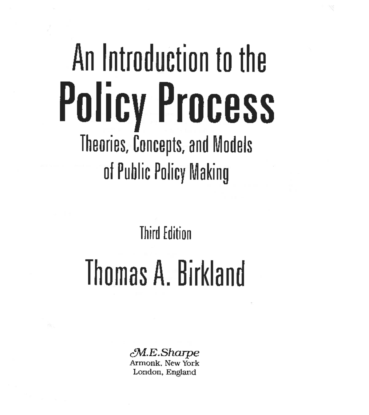 Introduction to the policy process - An Introduction to the Pohcy ...