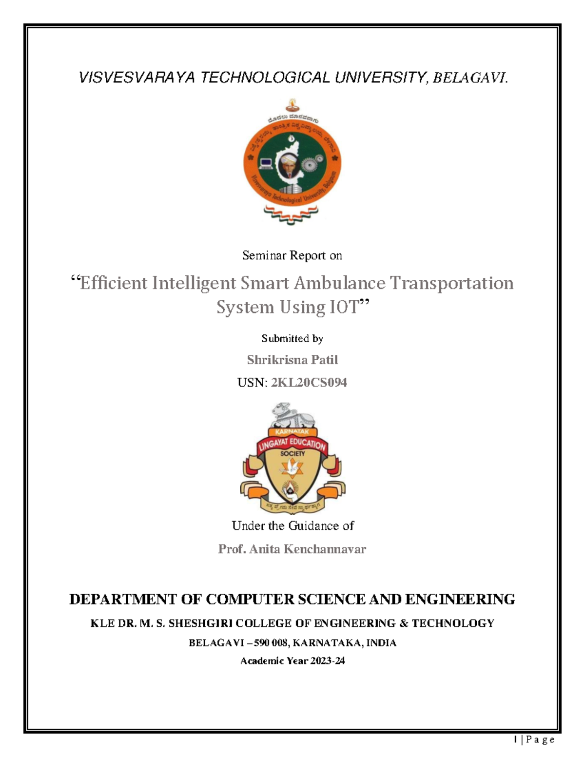 Bhandari 2 final - semnair report - VISVESVARAYA TECHNOLOGICAL ...