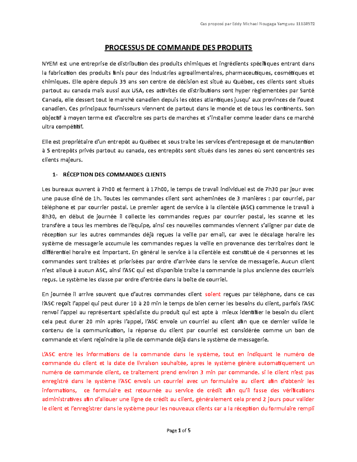 Processus de prise de commande NYEM Rev 2 - PROCESSUS DE COMMANDE DES ...