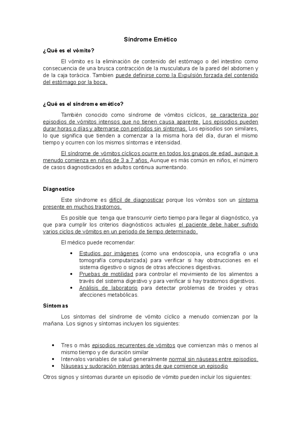 Sindrome Emetico - Síndrome Emético ¿Qué es el vómito? El vómito es la ...