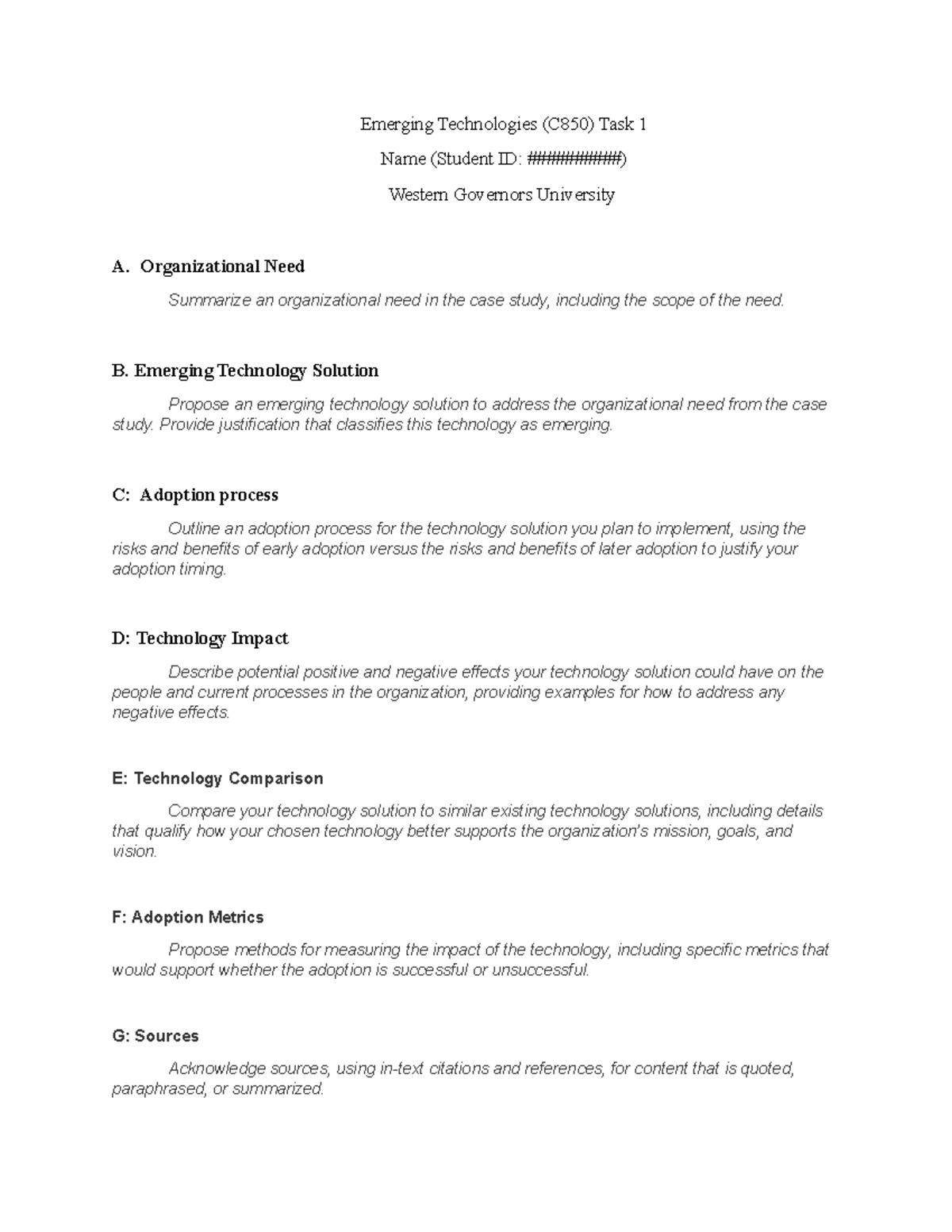 C850 Task 1 Starting Outline - Emerging Technologies (C850) Task 1 Name ...