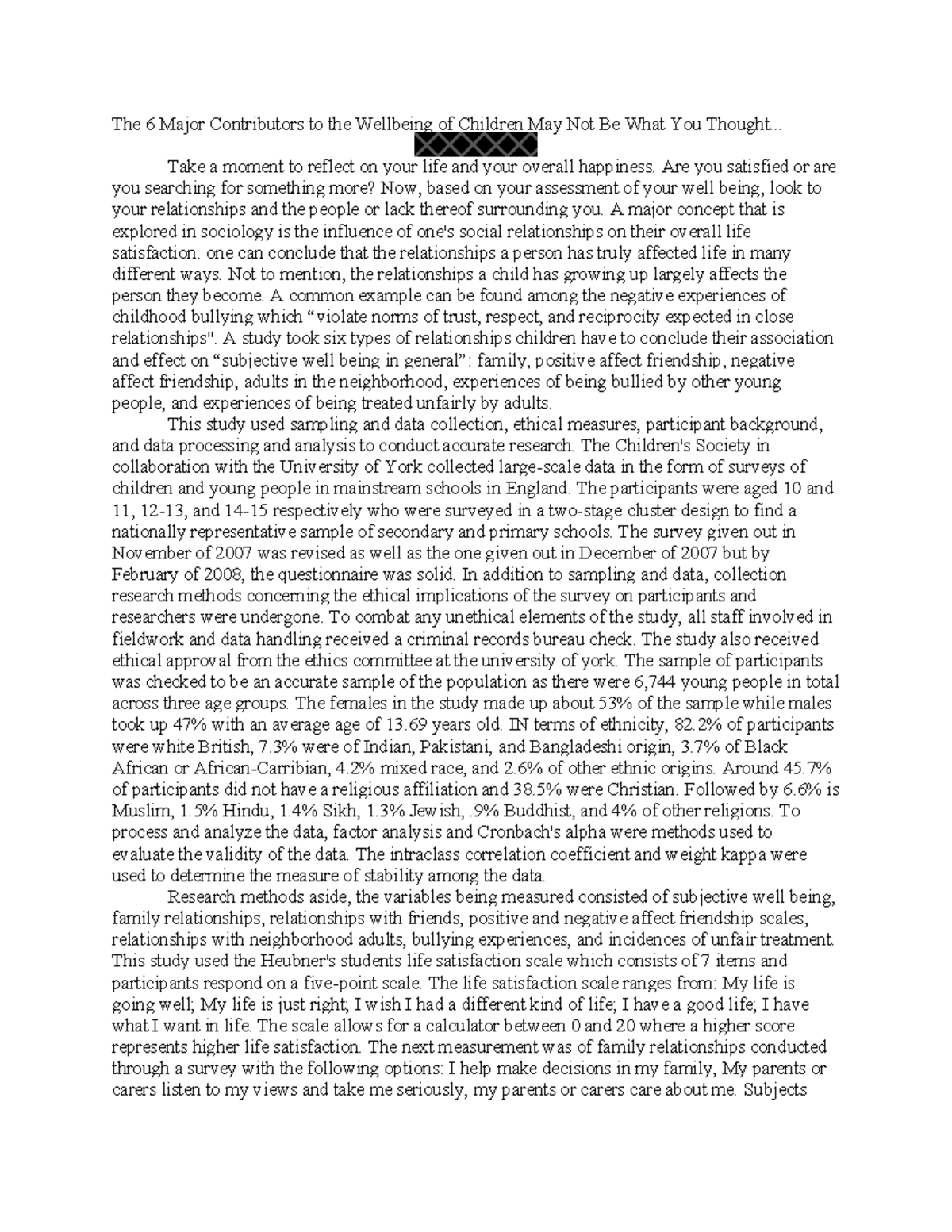 Sociology medium paper SOC 1 Example - The 6 Major Contributors to the ...