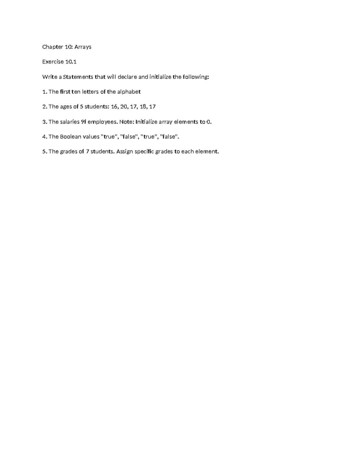Chapter 10 Arr-Practice coding - Bs Information Techonology - Chapter ...