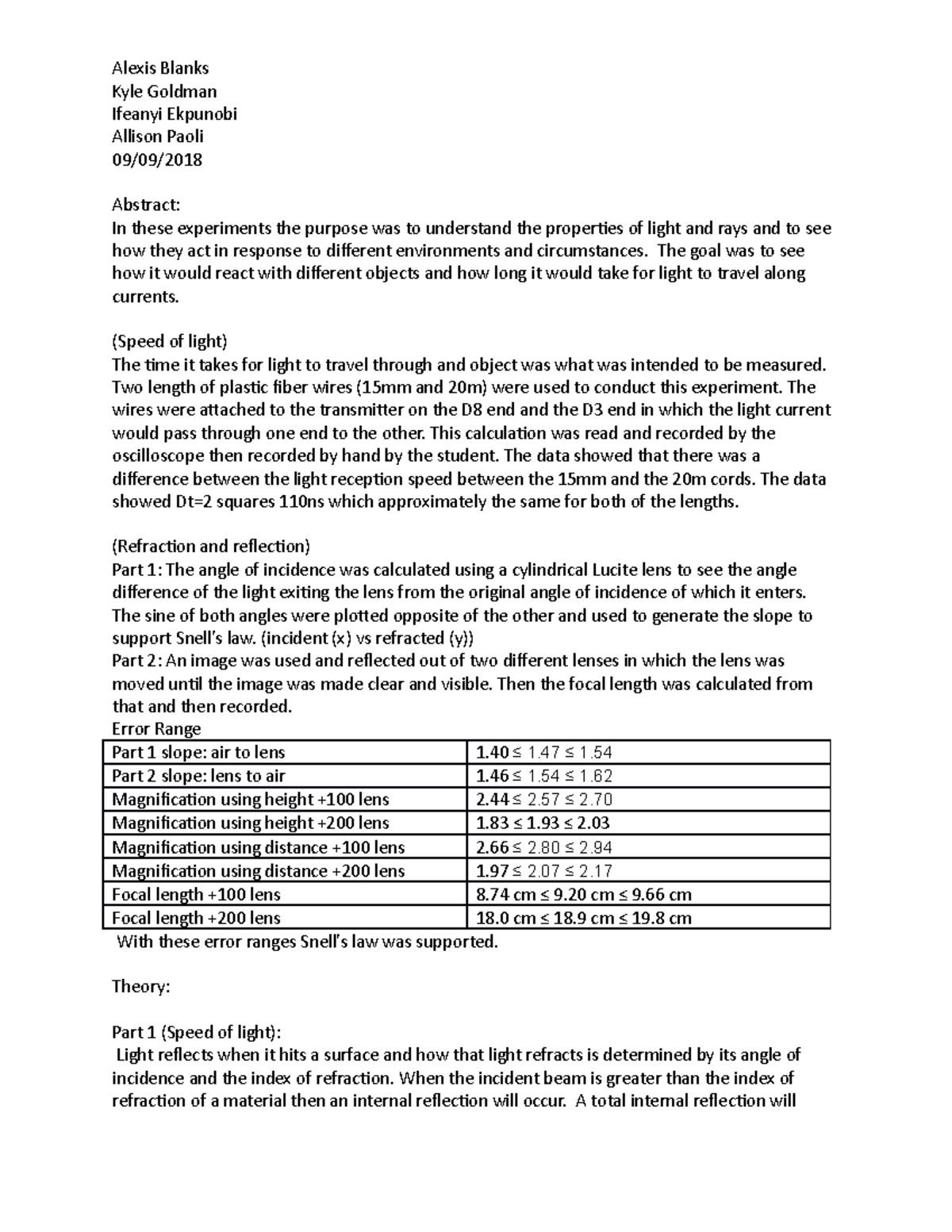 Engineering Physics Lab 1 - Alexis Blanks Kyle Goldman Ifeanyi Ekpunobi ...