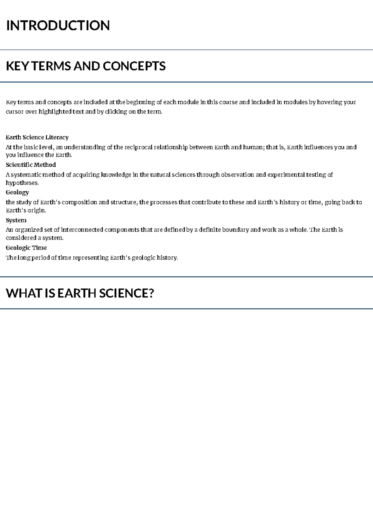 Module 1a - Introduction - Key terms and concepts are included at the ...
