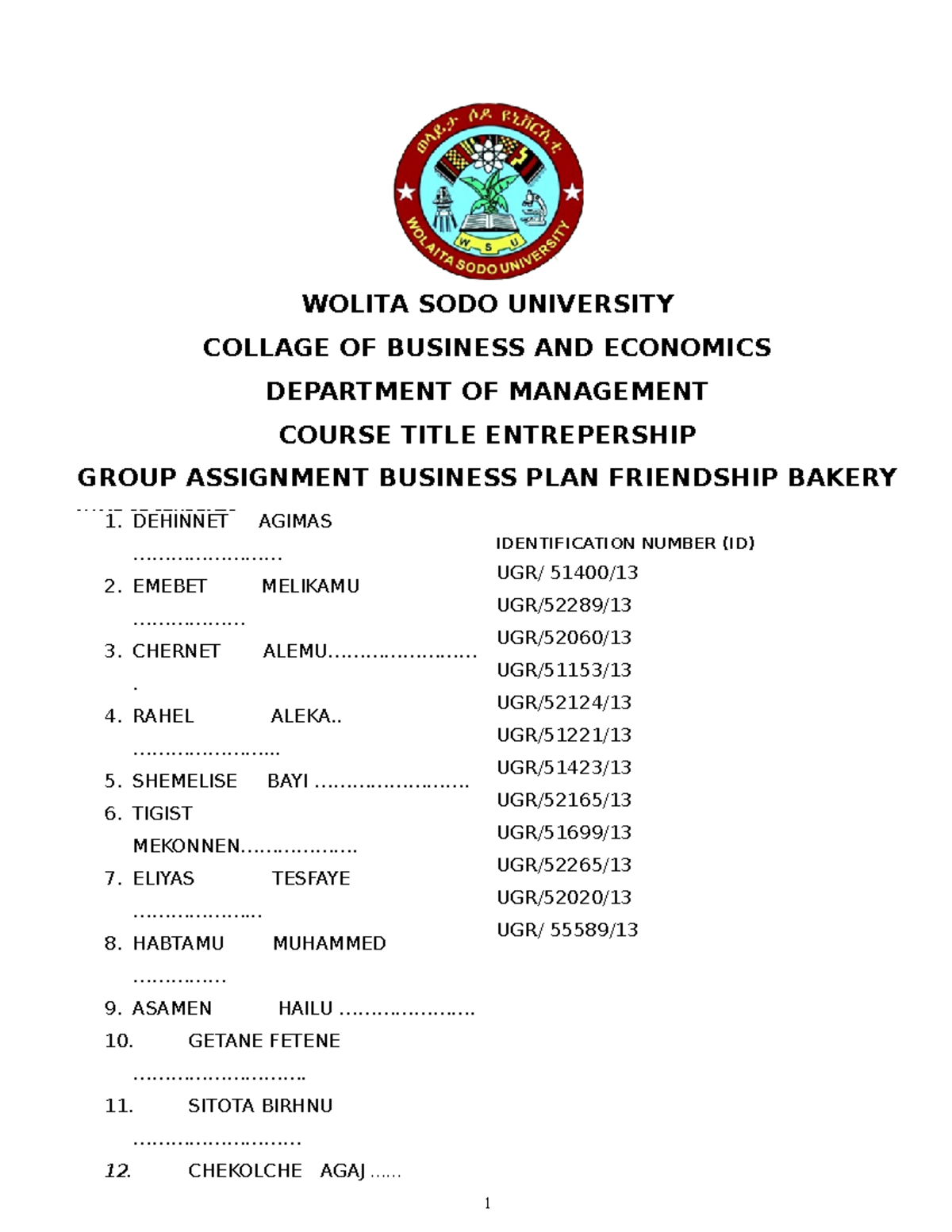 Wolita SODO University - WOLITA SODO UNIVERSITY COLLAGE OF BUSINESS AND ...