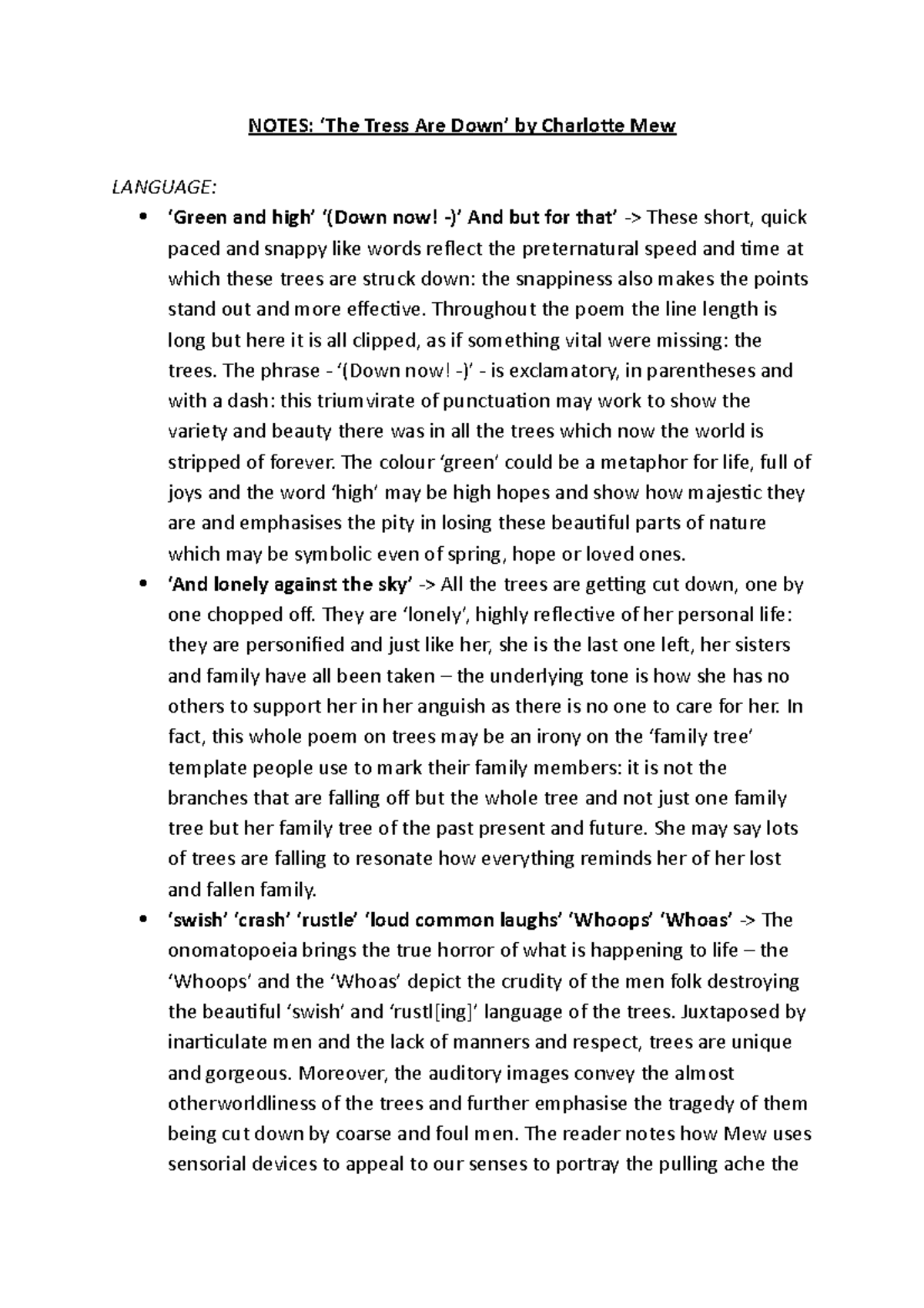 Notes- 'The Tress Are Down’ - NOTES: ‘The Tress Are Down’ by Charlotte ...