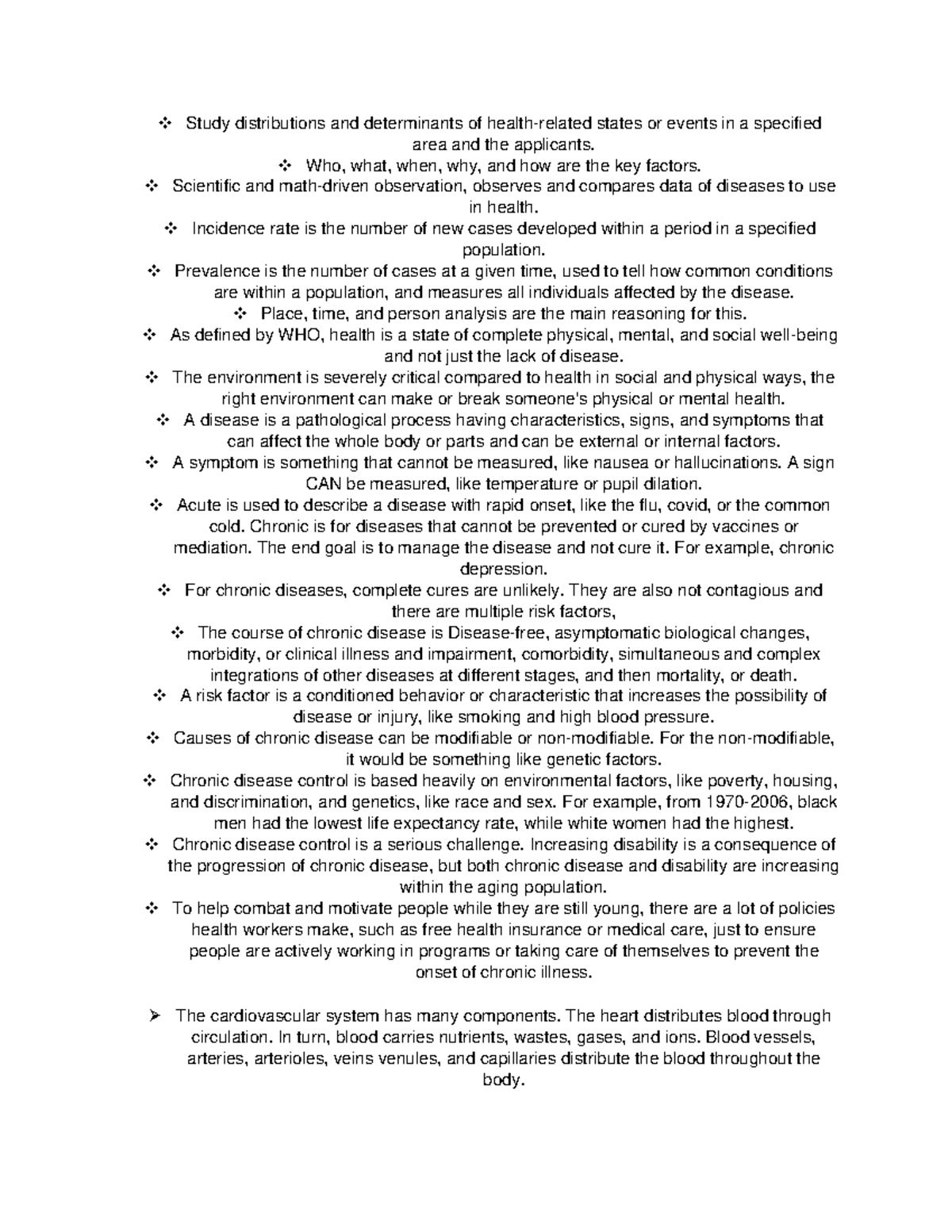 Sci Prin - Sci Prin Notes - Study distributions and determinants of ...