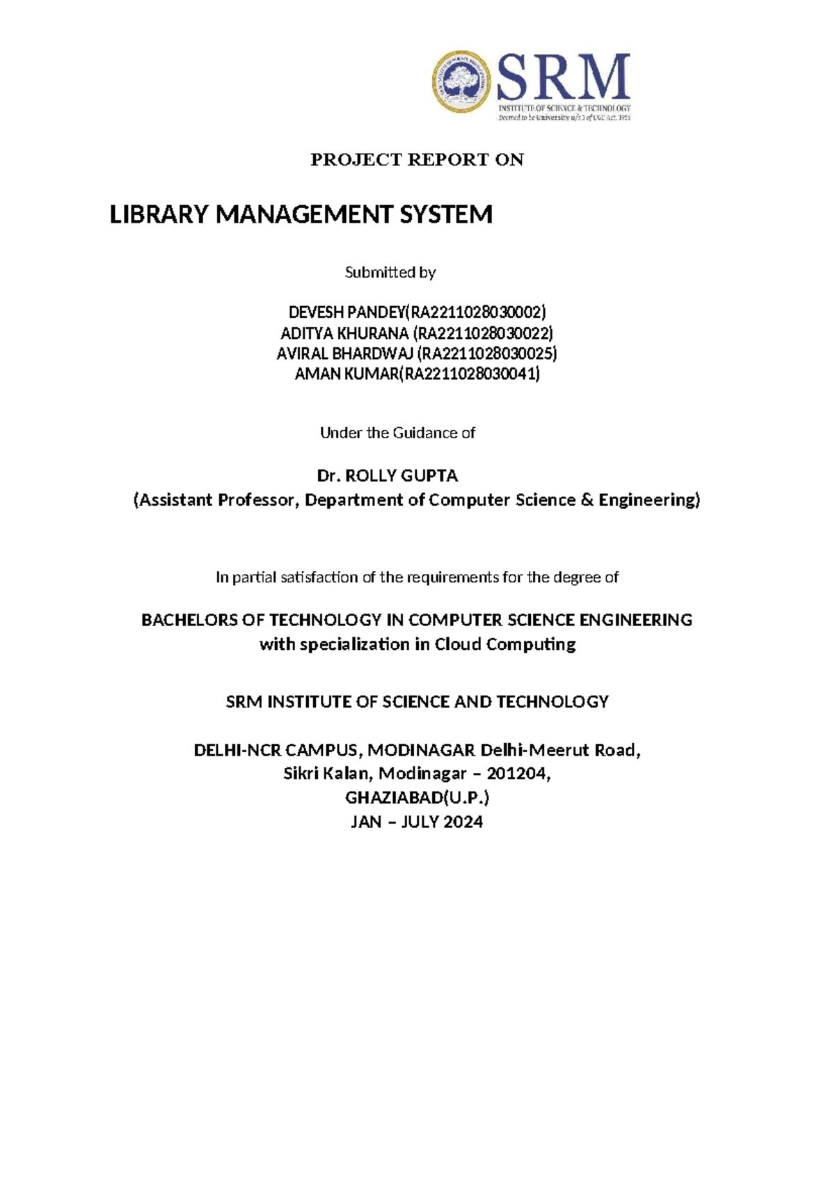 Project Report Cloud - PROJECT REPORT ON LIBRARY MANAGEMENT SYSTEM ...