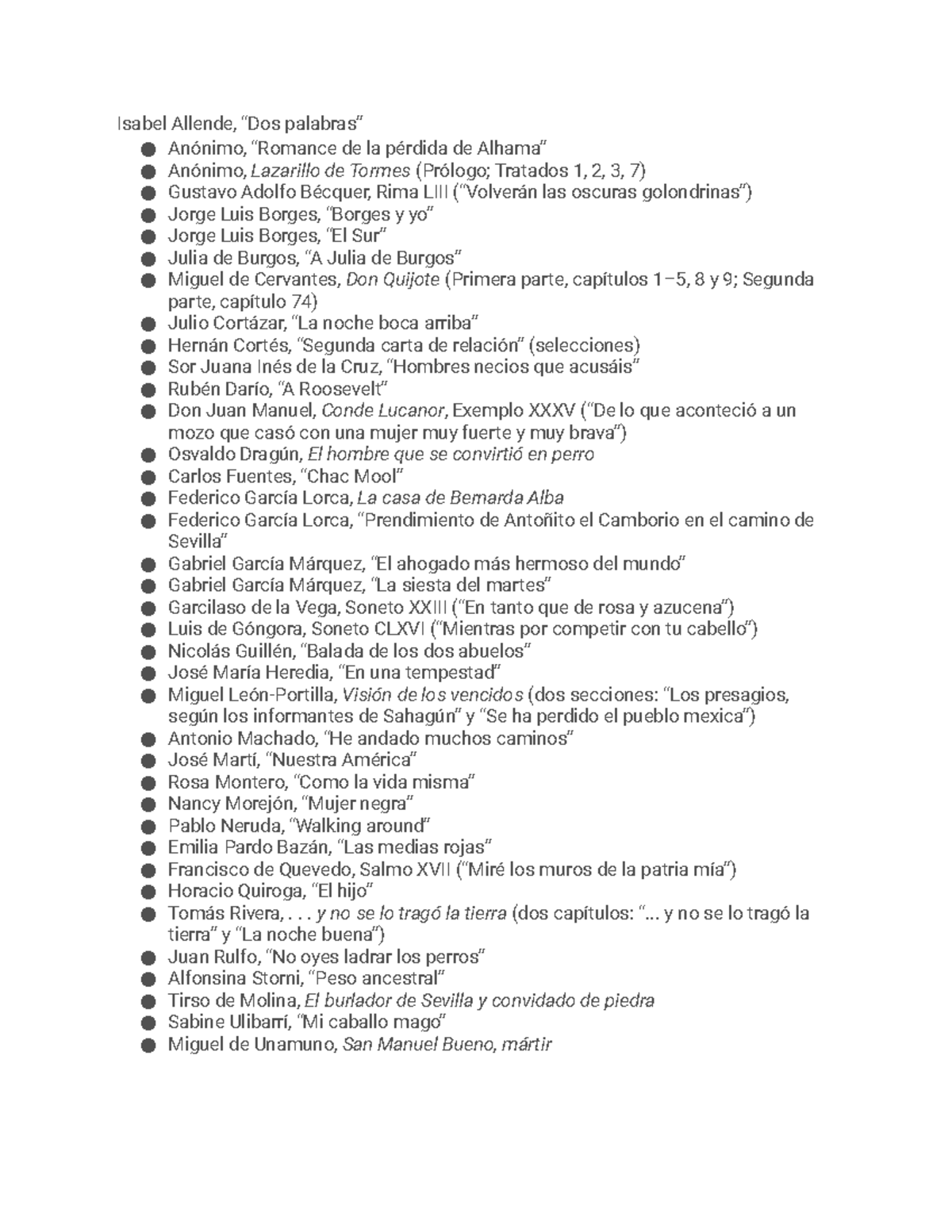 38 textos requiridos - ap spanish literature - Isabel Allende, “Dos ...