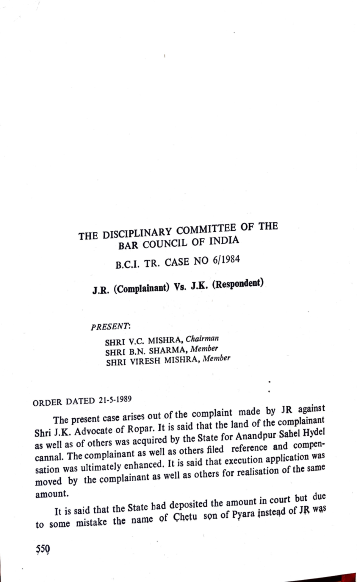 Case 31 - Goo - THE DISCIPLINARY COMMITTEE OF THE BAR COUNCIL OF INDIA ...