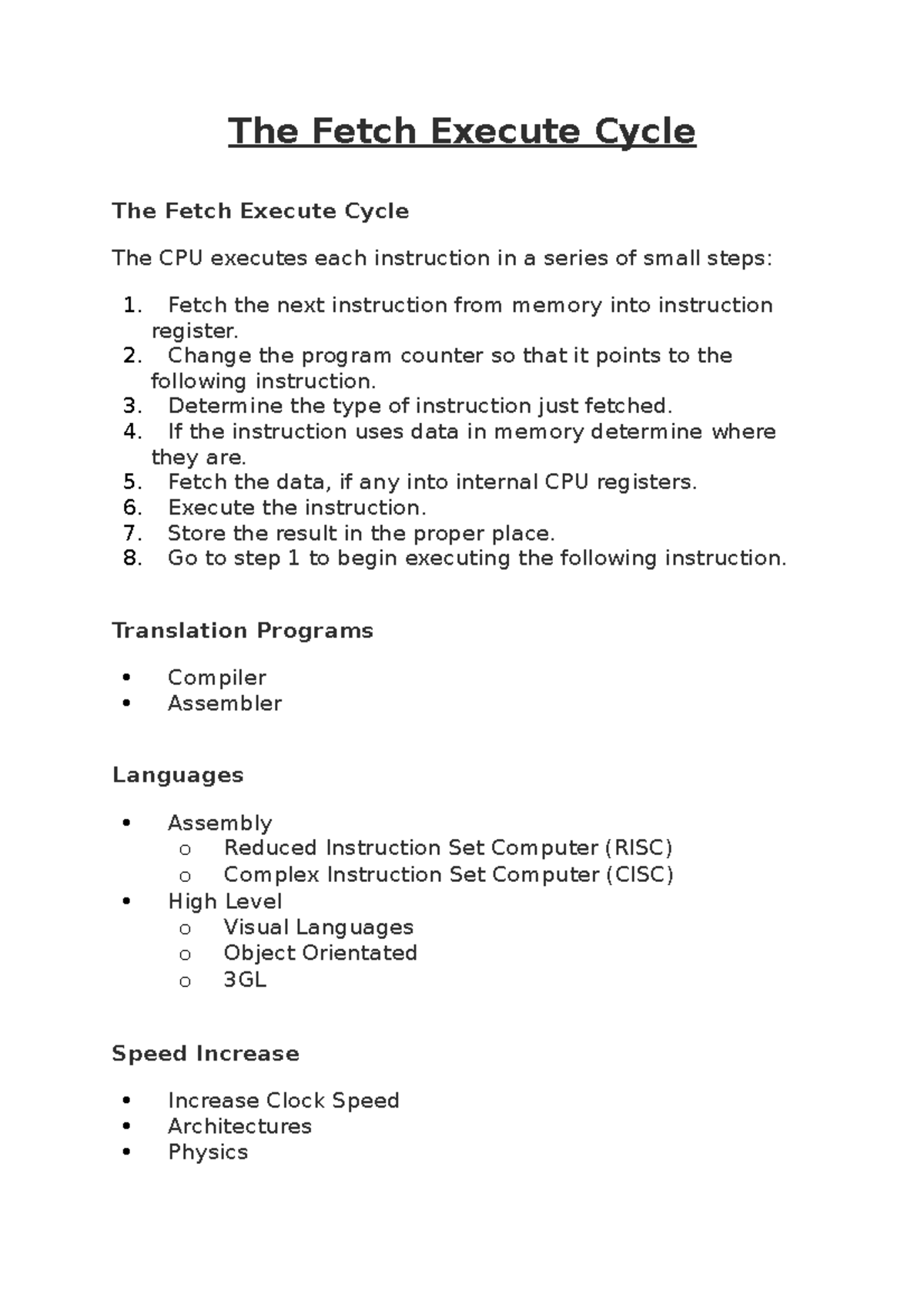 The Fetch Execute Cycle - Change the program counter so that it points ...