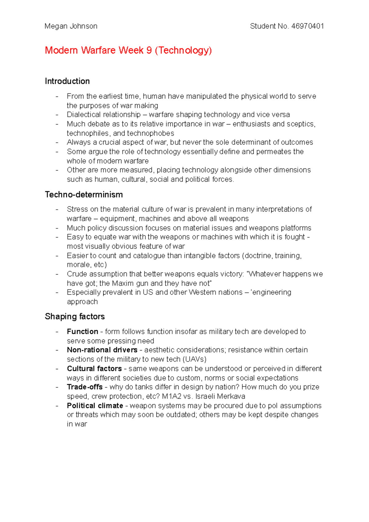 Technology in modern warfare - Modern Warfare Week 9 (Technology ...