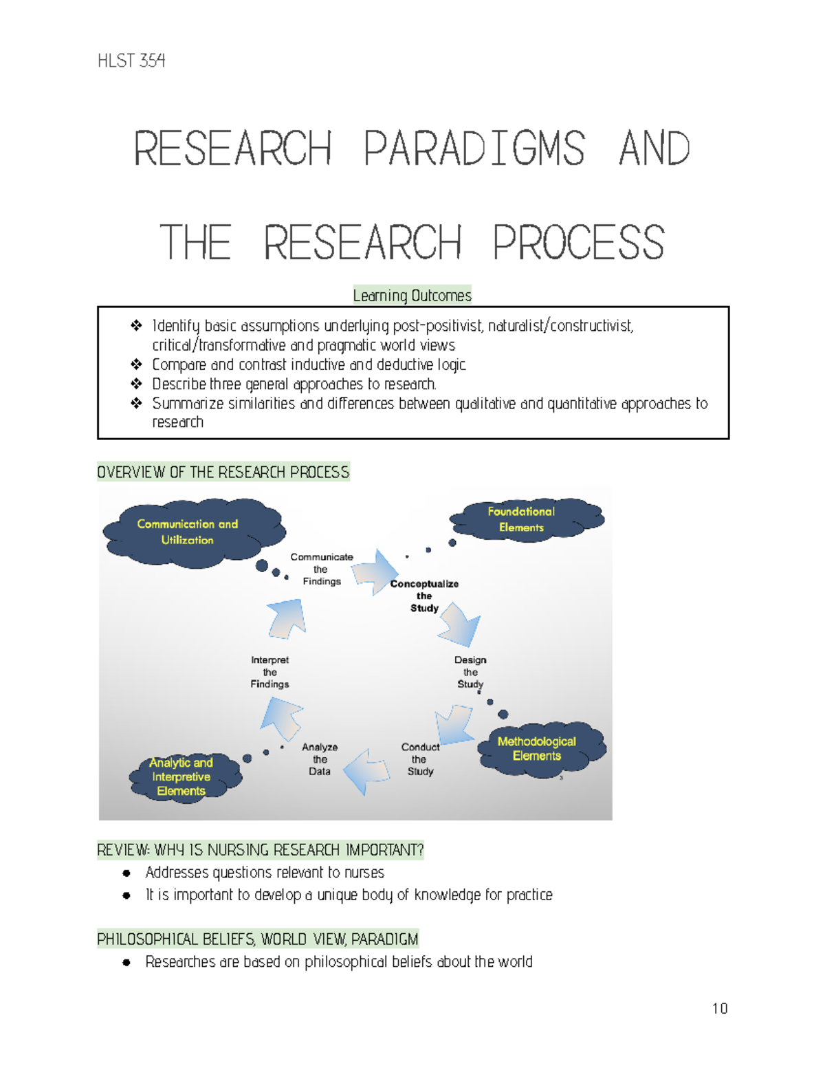 NURS 344-Research Paradigms and the Research Process - RESEARCH ...