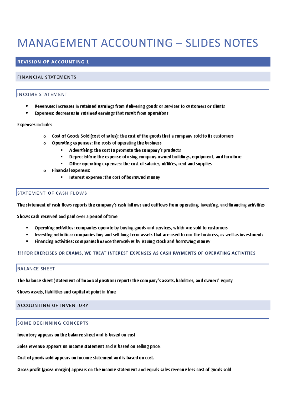 Management Accounting slides notes - MANAGEMENT ACCOUNTING – SLIDES ...
