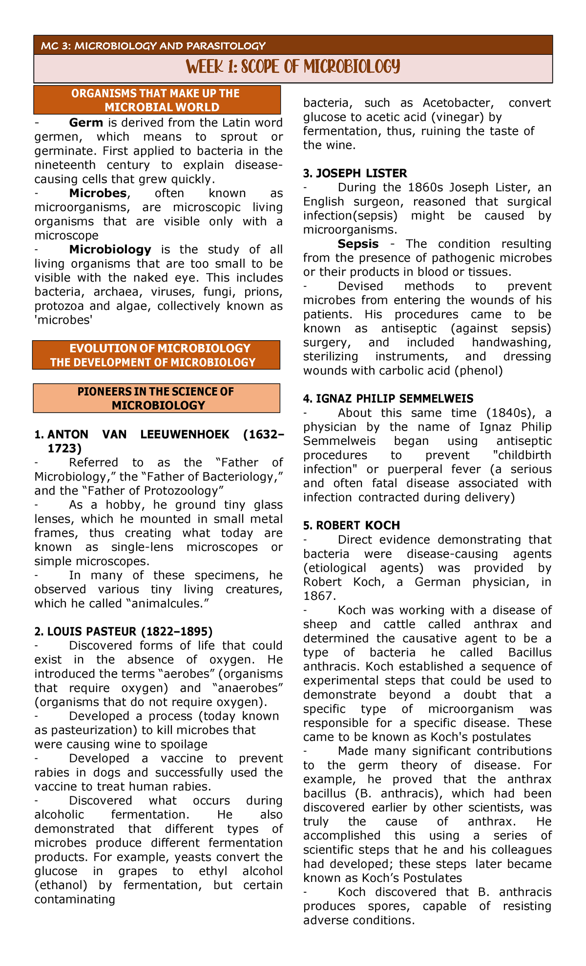 Micropara (MC3) Notes (MAY Design Version) - EVOLUTION OF MICROBIOLOGY ...