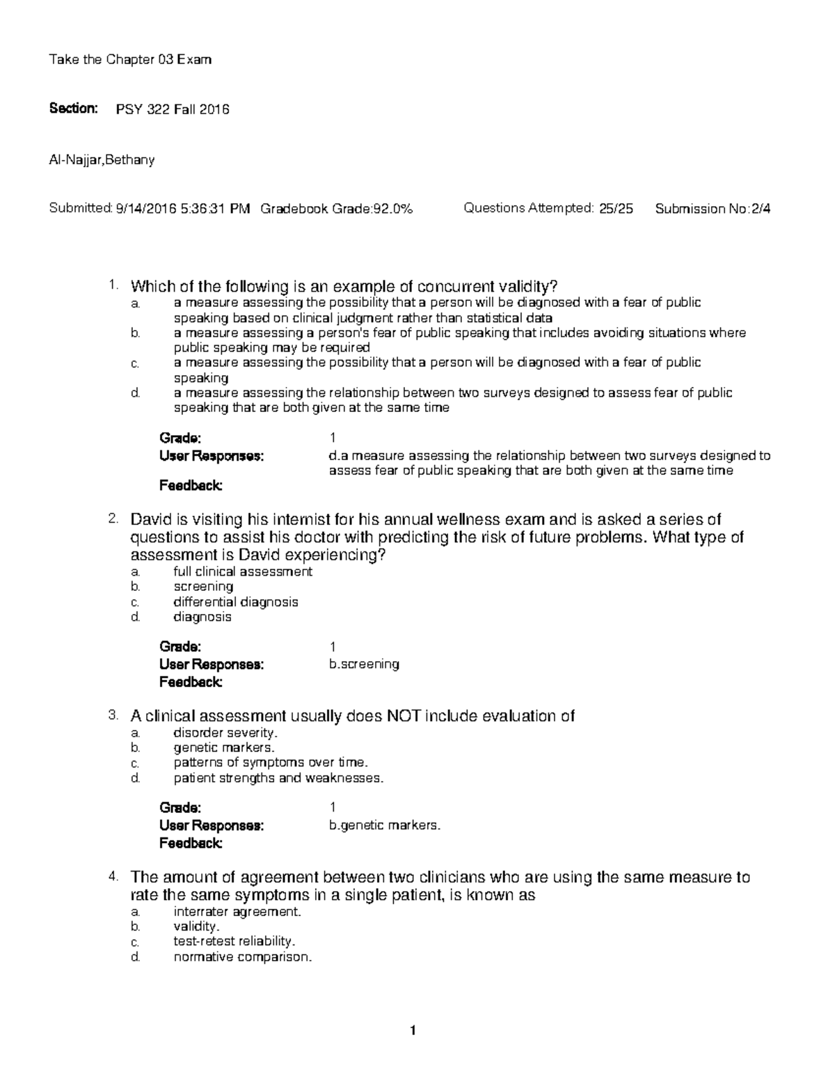 My Psych Lab - Abnormal Psych - Ch3 MPL 92% - Take the Chapter 03 Exam ...