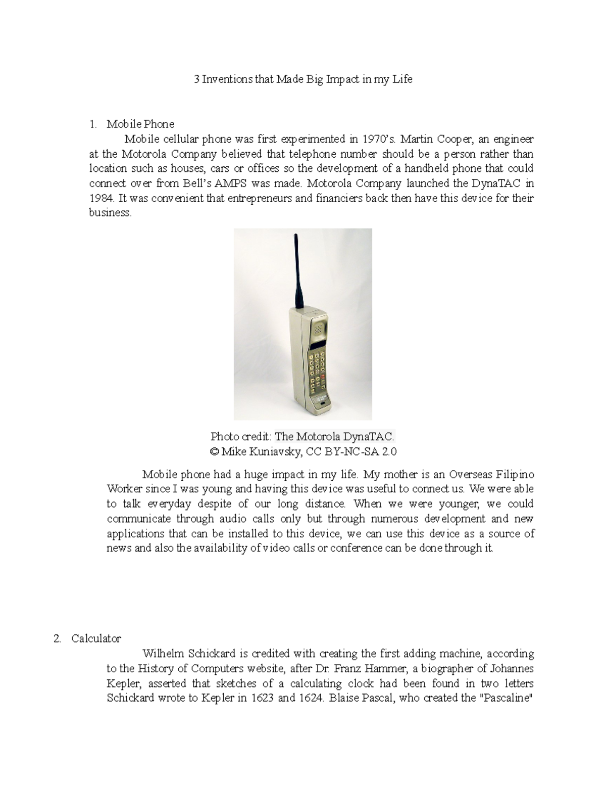 STS Assignment 1 - ... - 3 Inventions that Made Big Impact in my Life ...