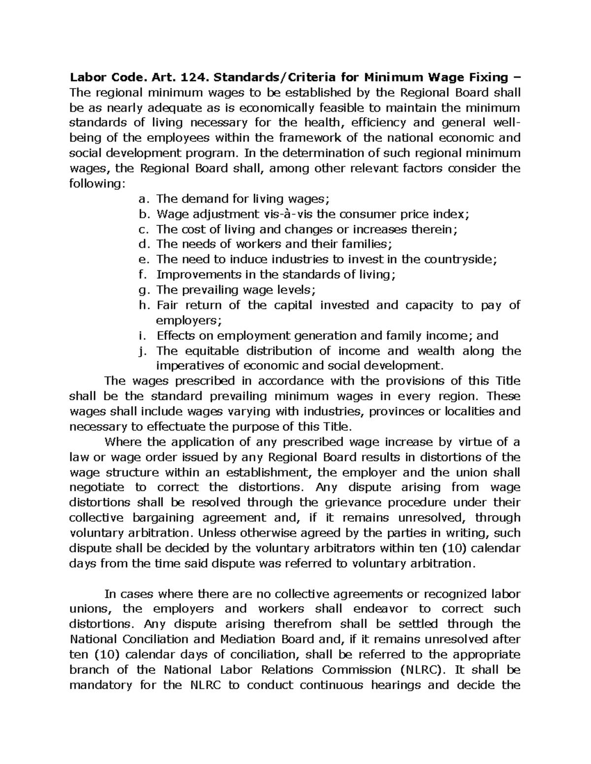HRM6-Wage Distortion - Nice - Labor Code. Art. 124. Standards/Criteria ...