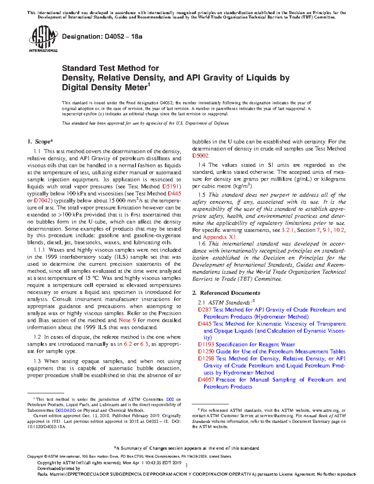 Densida ASTM 4052 - Designation: D4052−18a Standard Test Method for ...